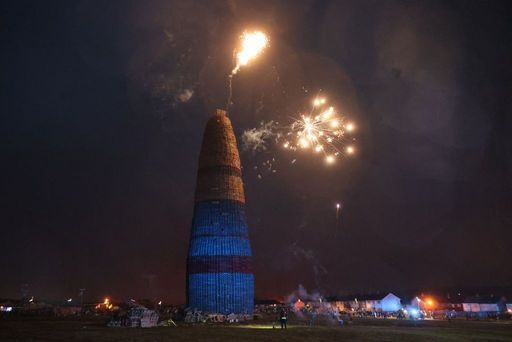 Larne's Craigyhill bonfire lit as Twelfth celebrations get underway in ...