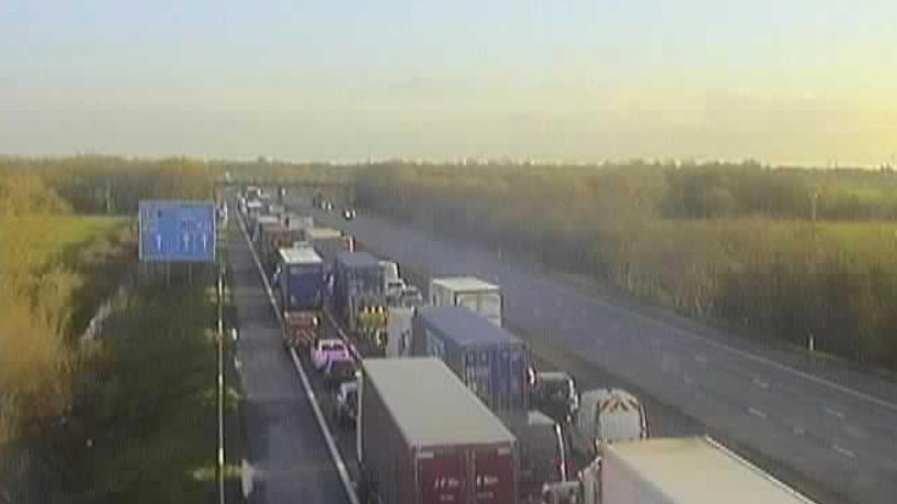 Vehicle crossing central reservation causes closure of M62 near exit ...