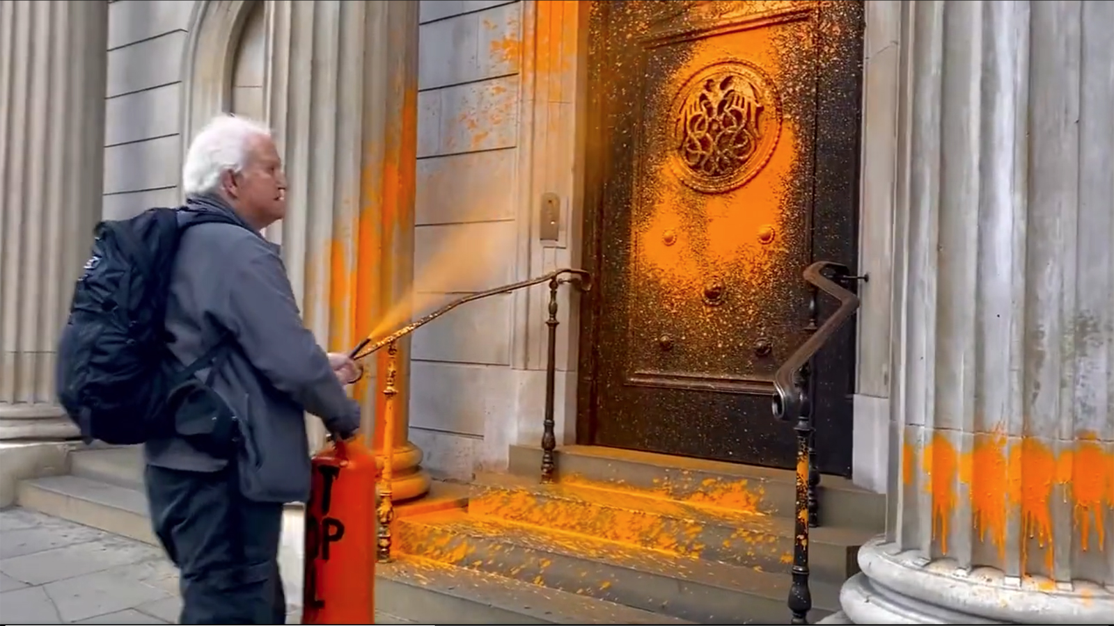 Home Office, MI5 and Bank of England sprayed with orange paint in ...
