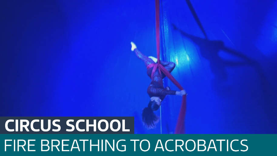 A special graduation ceremony at a circus school with students showing ...