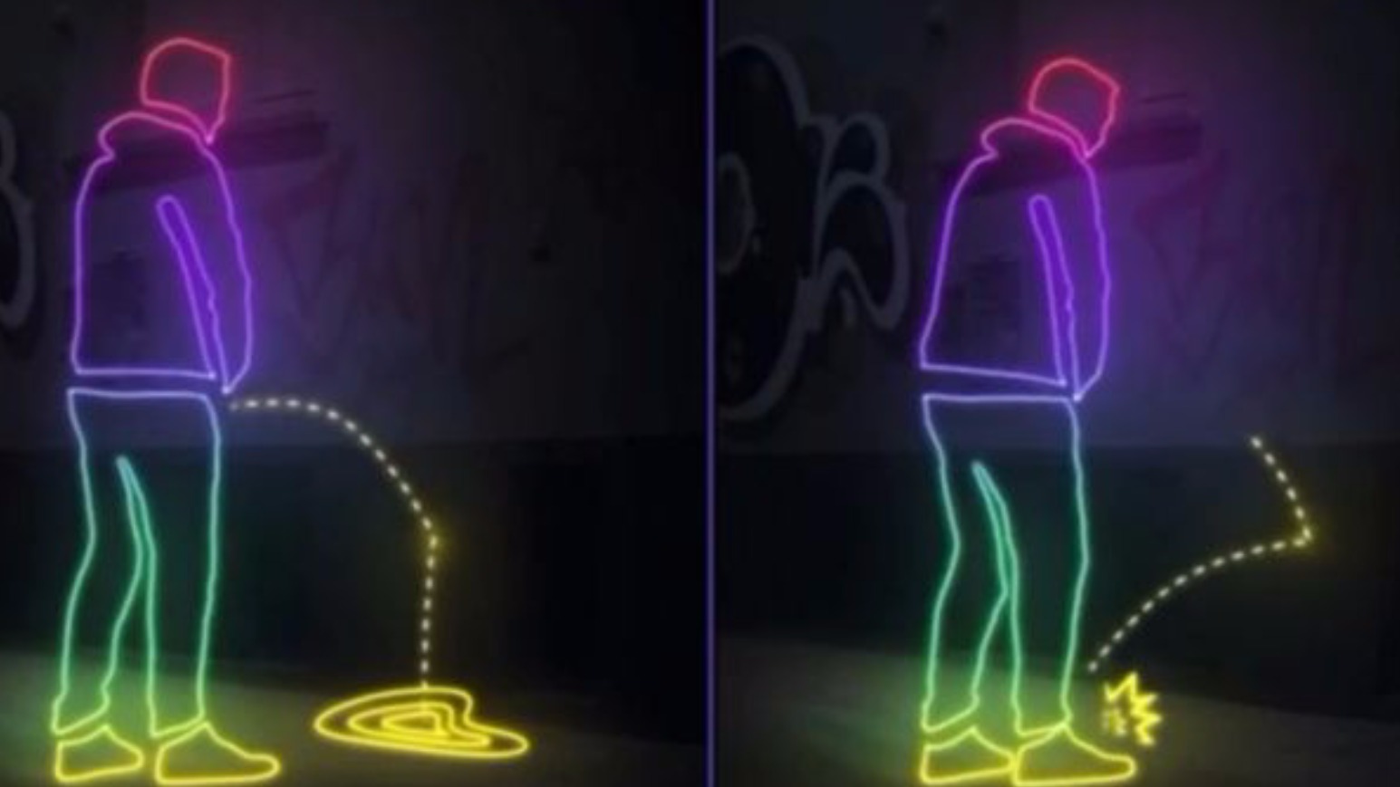 New anti-pee paint that sprays back to stop public inconvenience | ITV ...