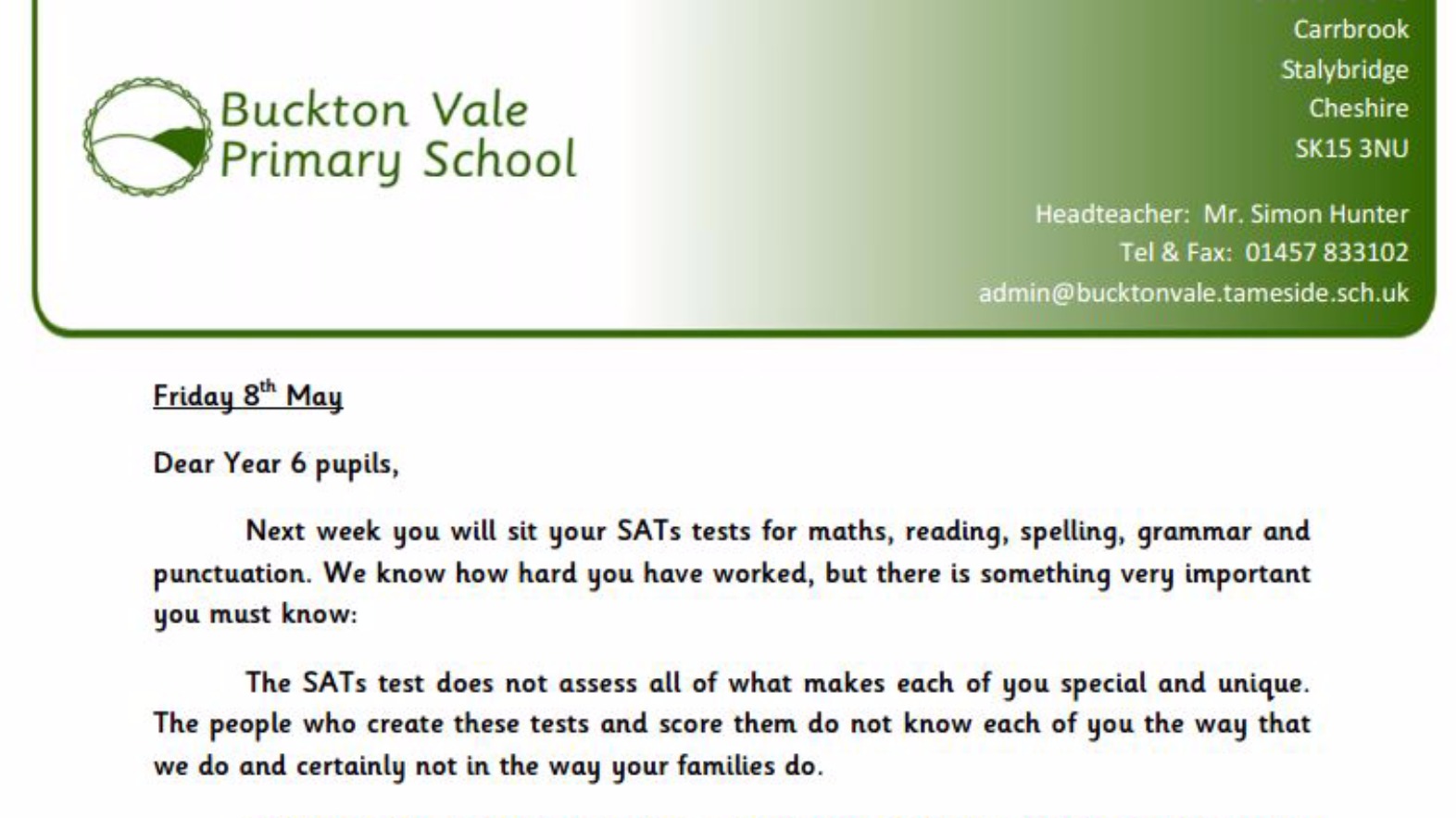 Primary school sends heartwarming letter to pupils reminding them how ...