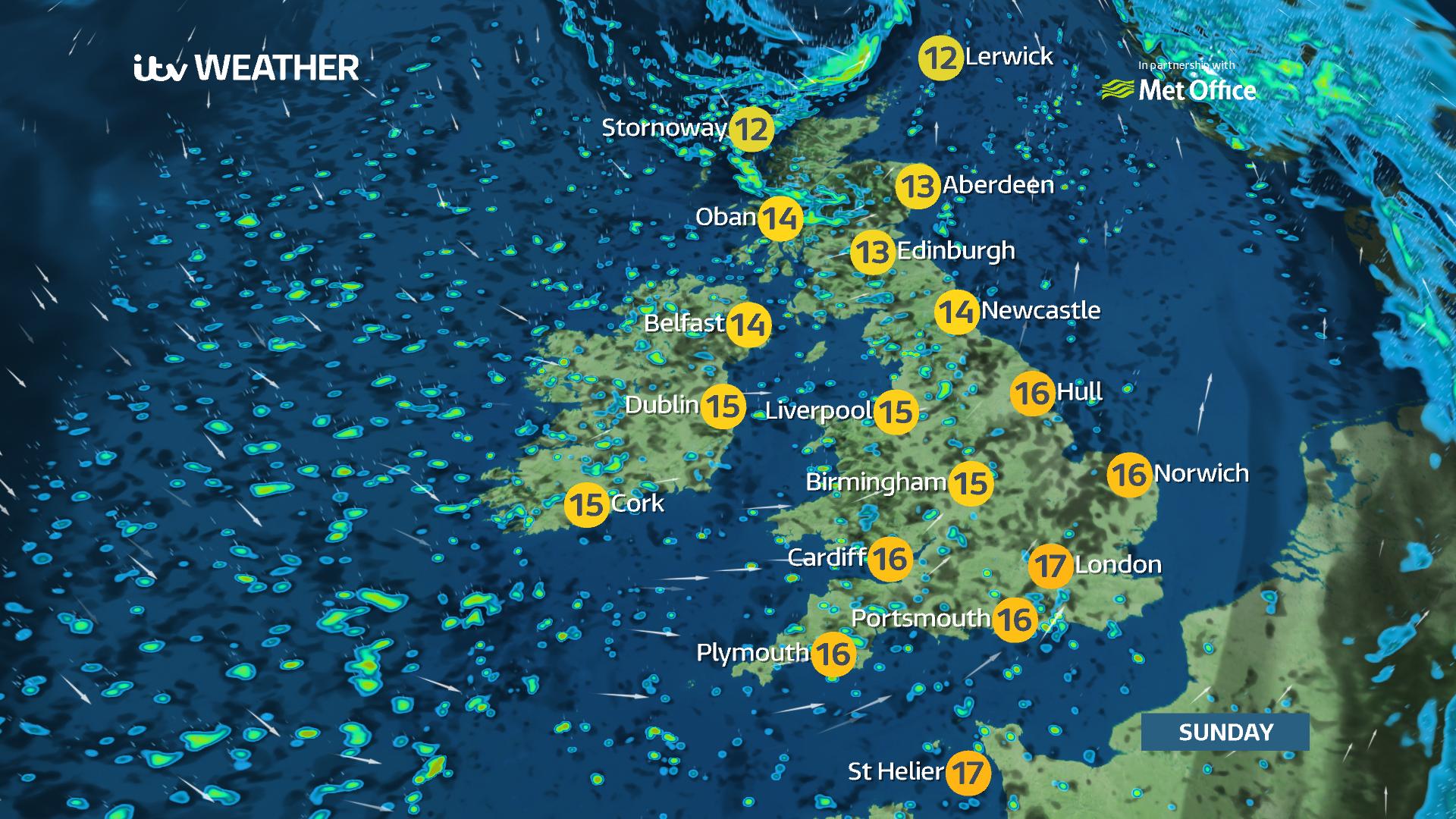 Weather: Sunshine for some will turn to rain for most in blustery day ...