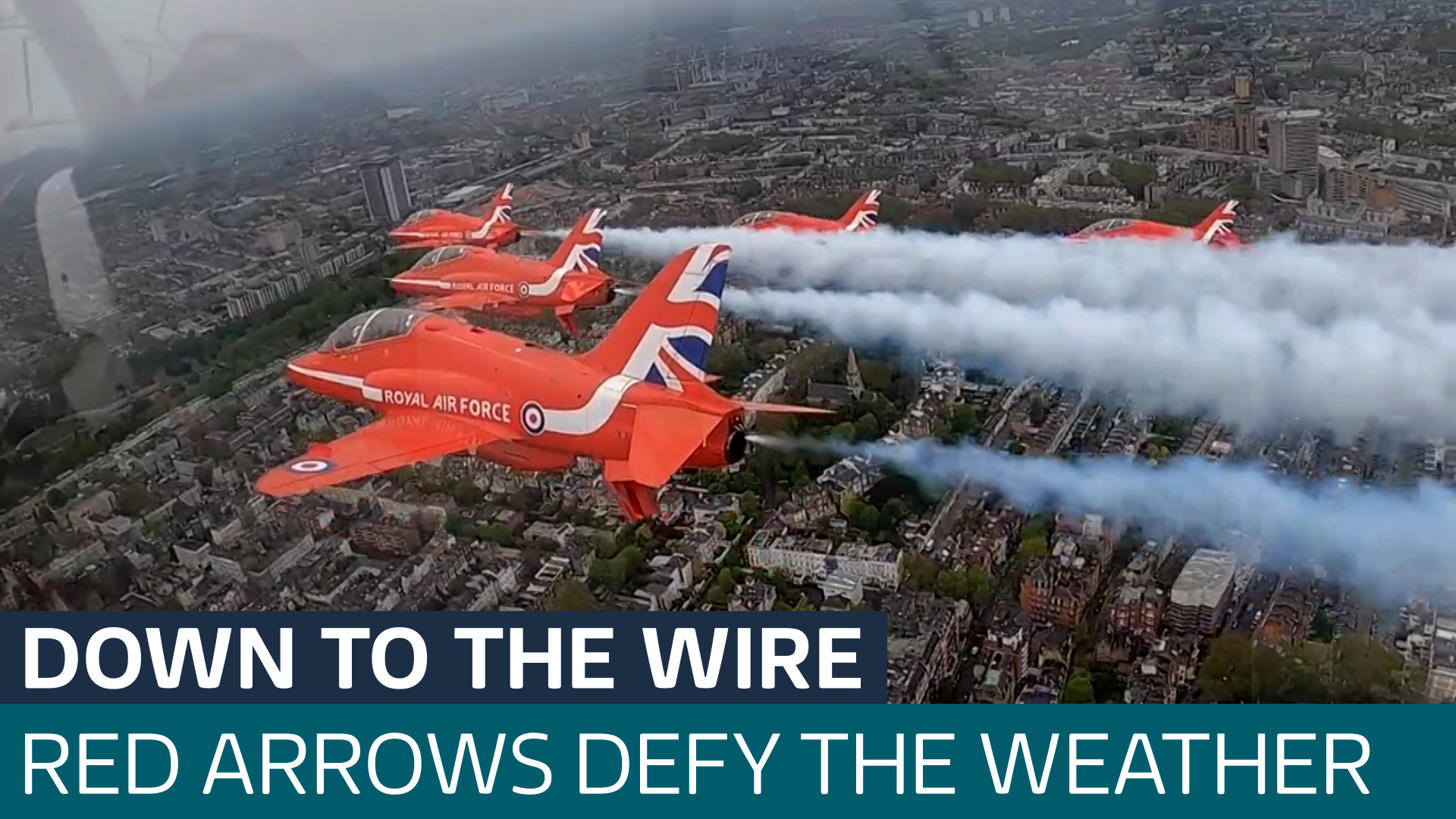 Red Arrows get off the ground after bad weather threatened flypast ...