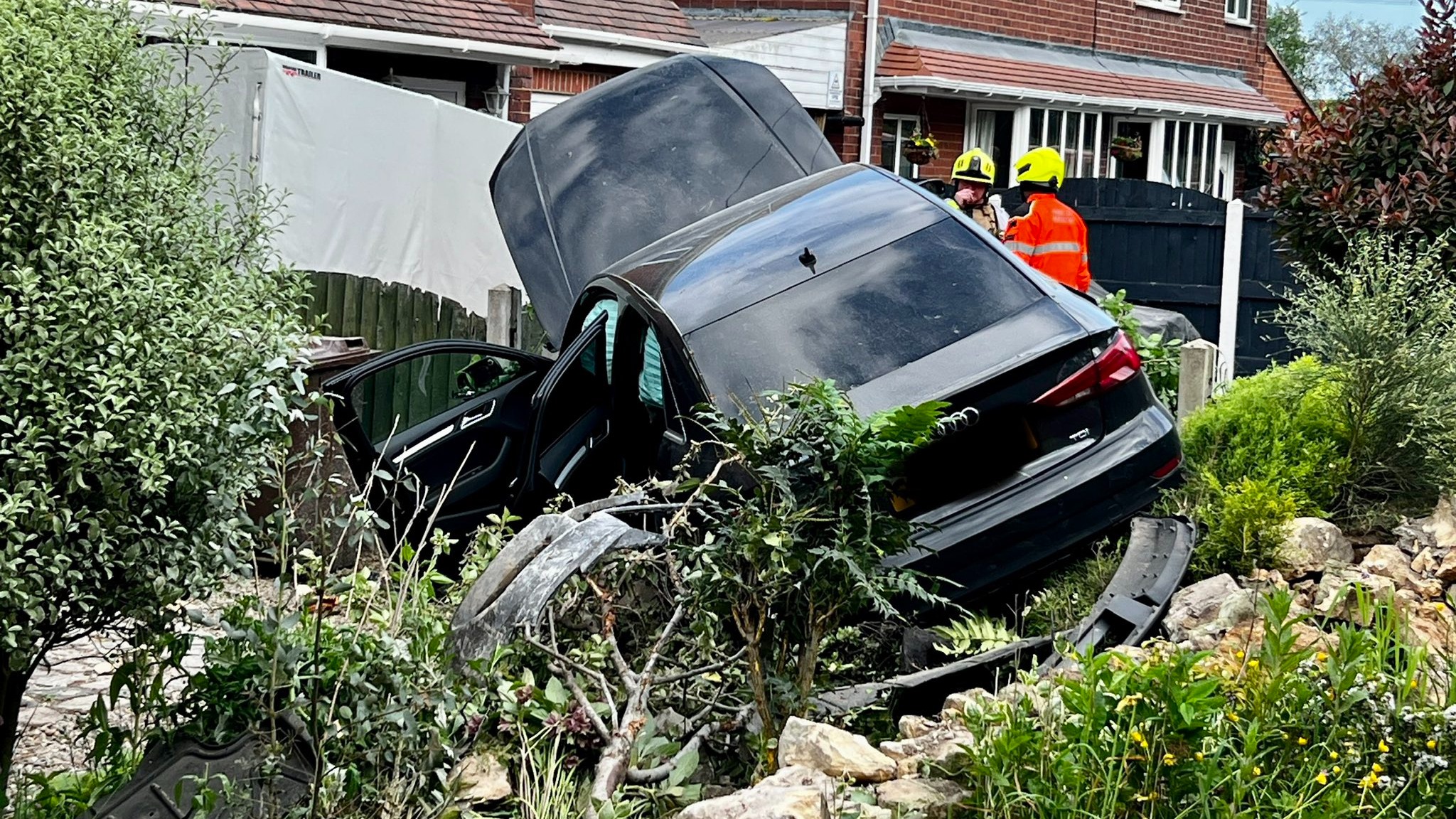 Audi crashes into Selby garden after two-vehicle collision | ITV News ...