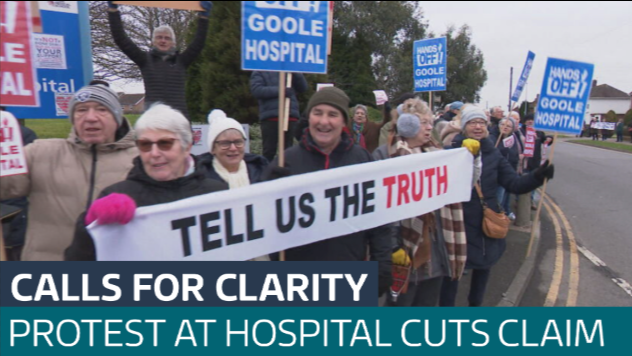 Protesters gather outside hospital amid fears of cuts to services ...