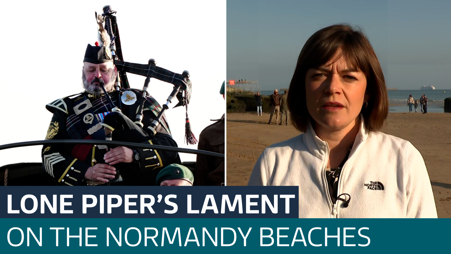 Lone piper plays lament to mark eight decades on from the start of D ...