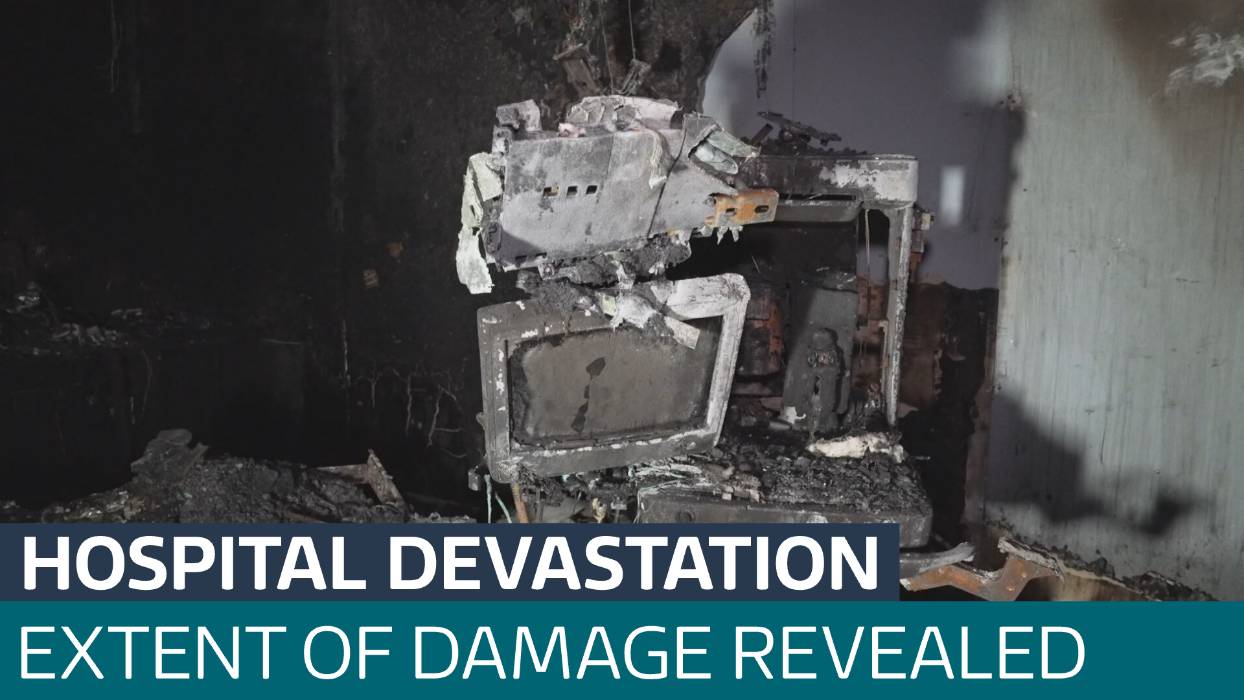 Inside the major UK hospital ward ravaged by fire - Latest From ITV News