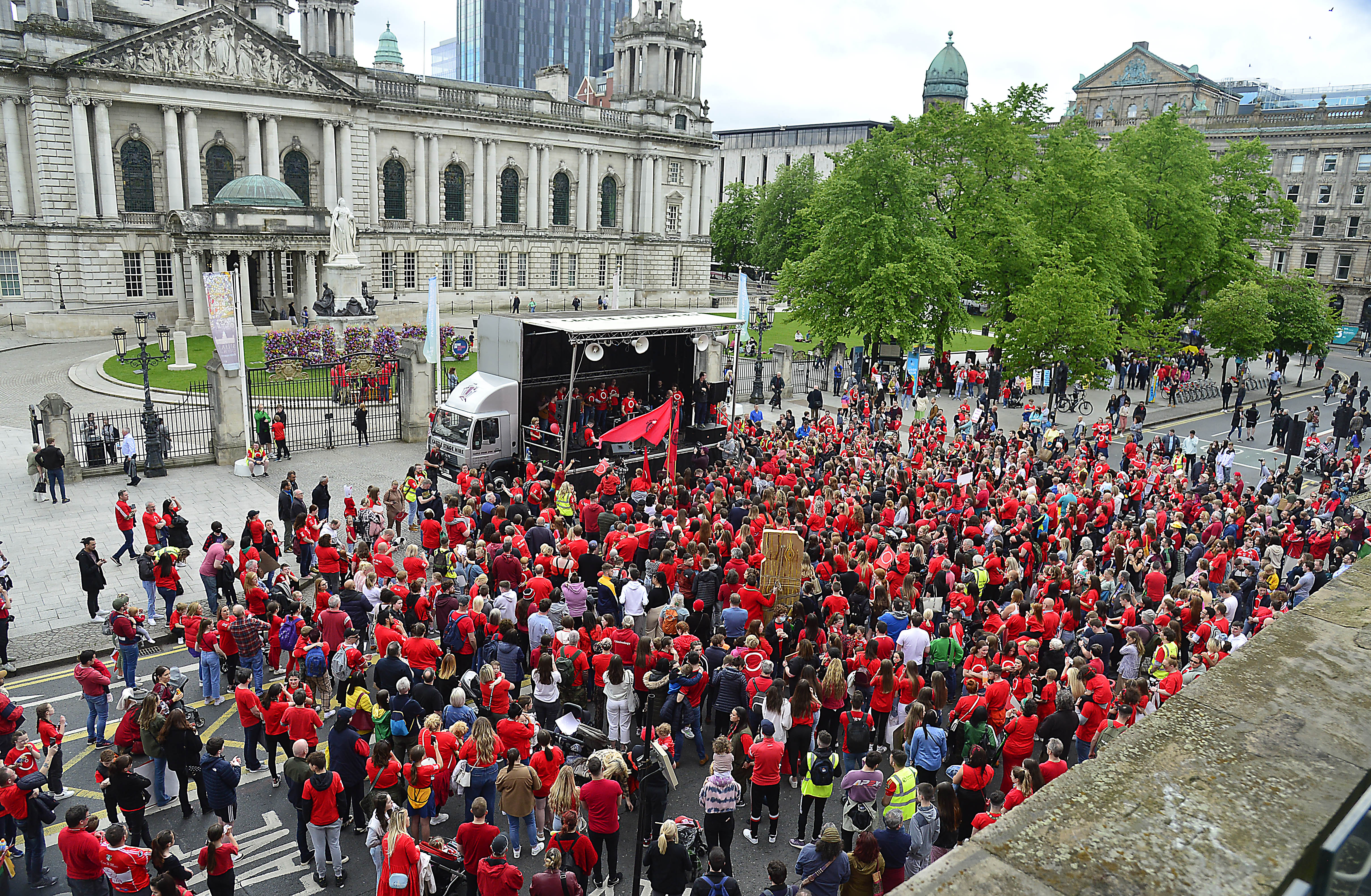 Protesters march through Belfast calling for Irish language rights ...