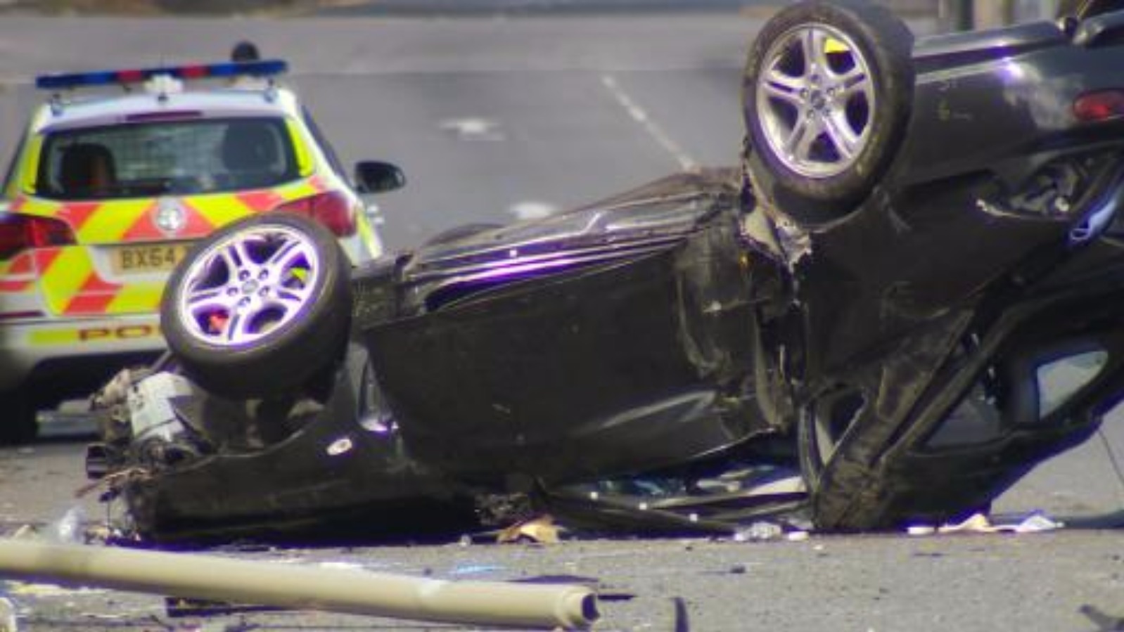 Car flips over after crash leaving one trapped | ITV News Central