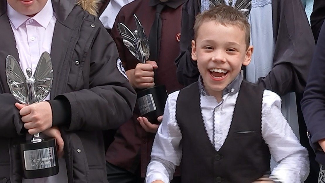 Bailey Matthews celebrates Pride of Britain award at Downing Street ...