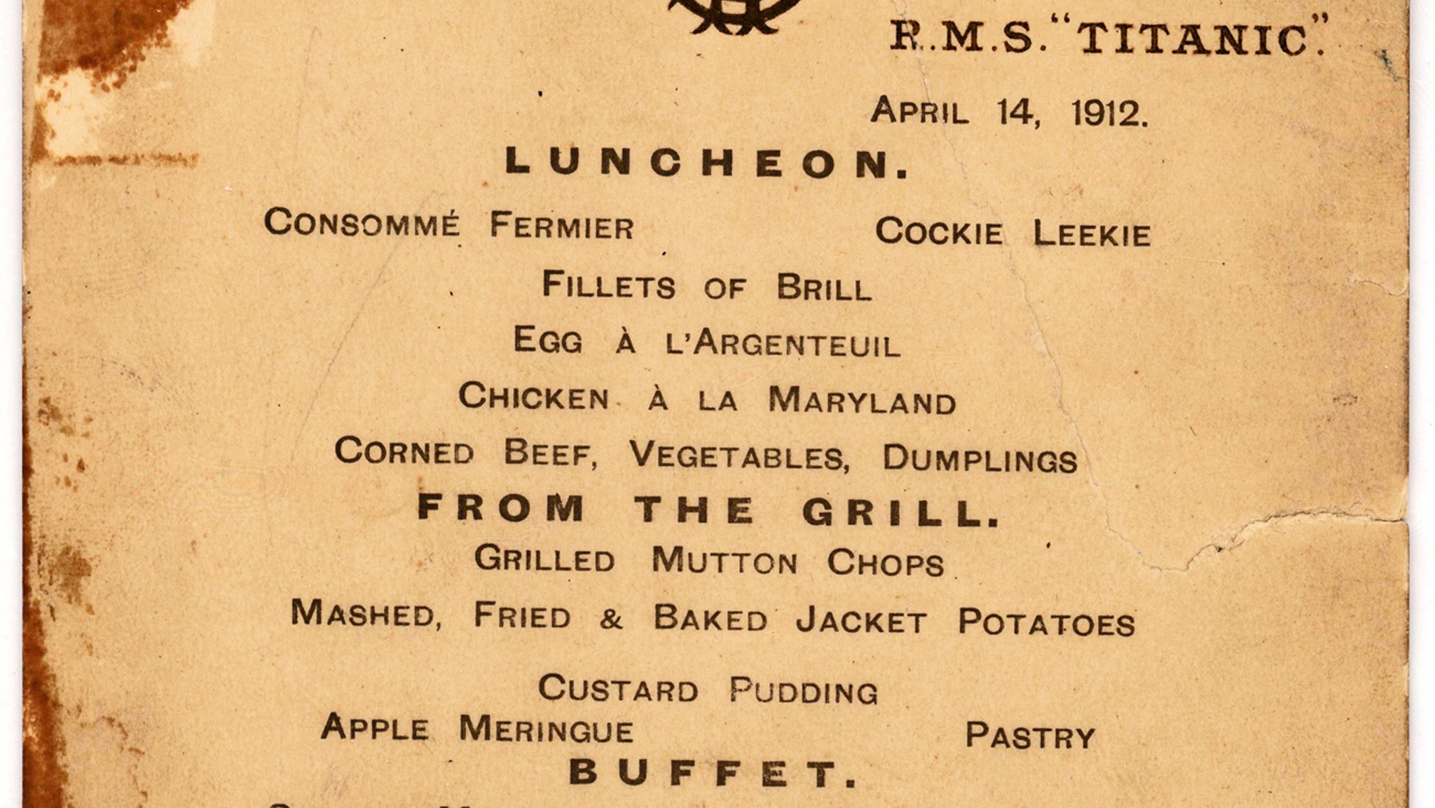 Titanic's last lunch menu sells at auction | ITV News