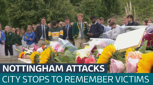 Nottingham attacks: City stops to remember the three killed and others ...