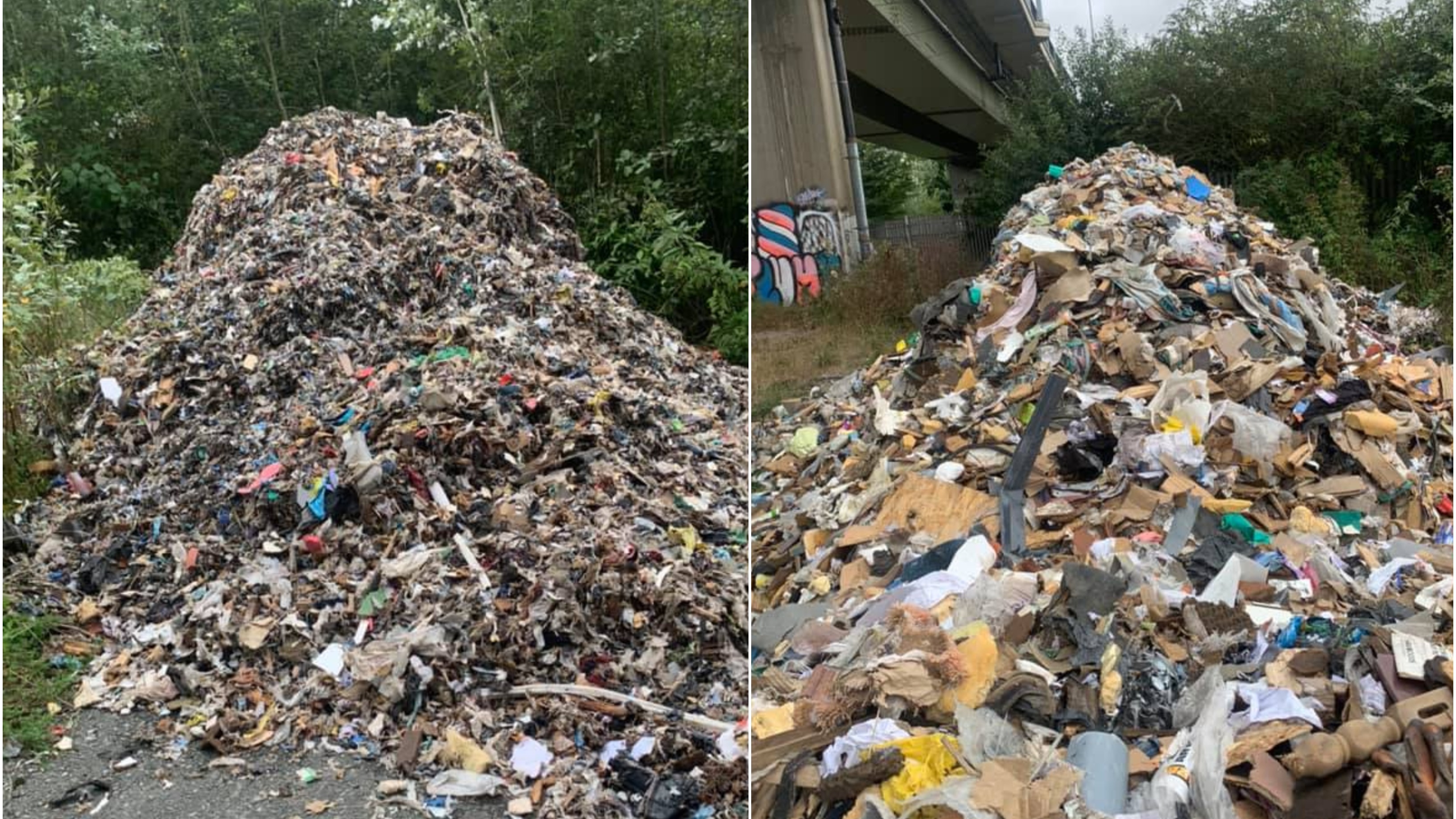 Mounds of rotting waste dumped under motorway bridge in Wirral | ITV ...