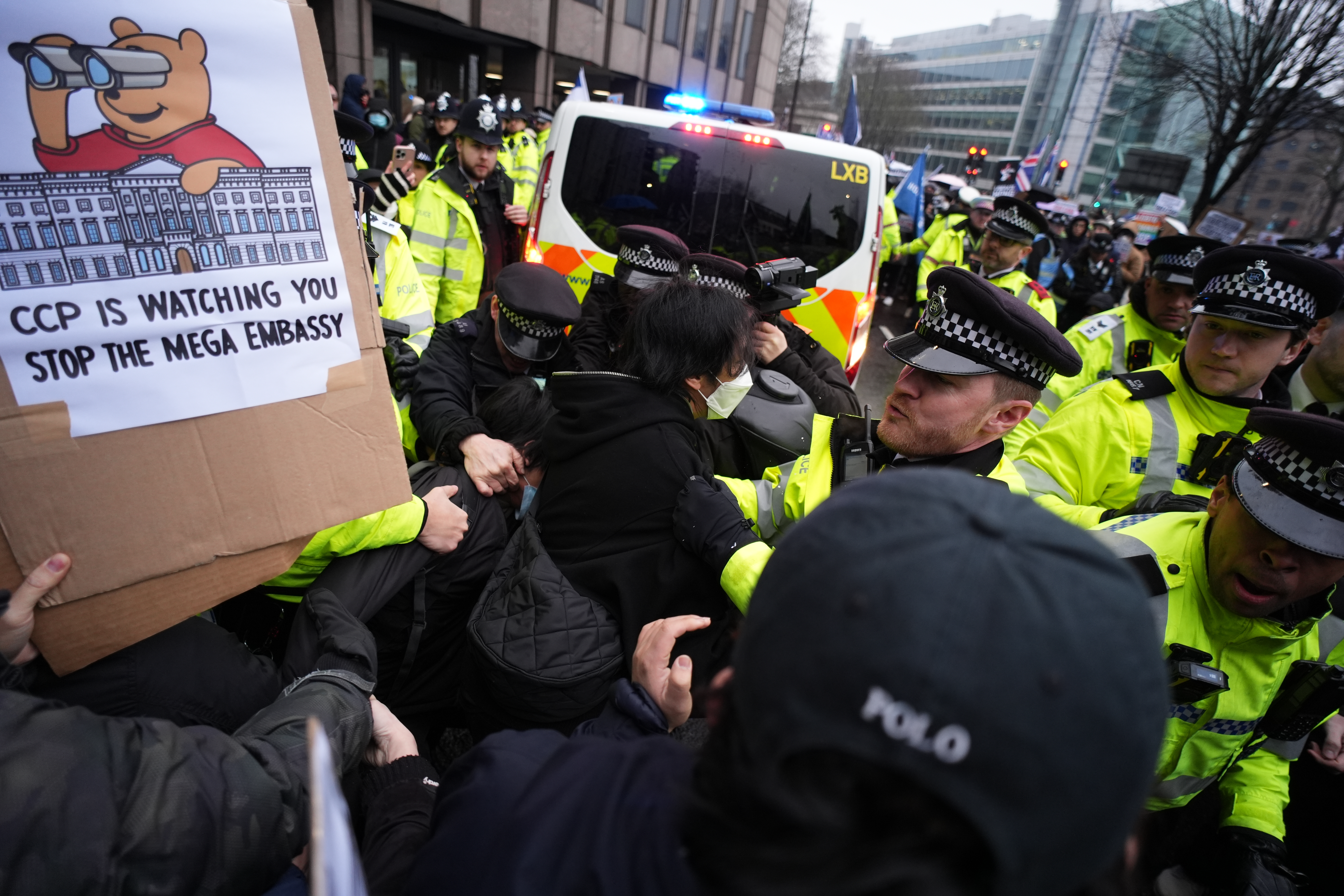 Protesters against proposed Chinese ‘mega-embassy’ in London clash with ...