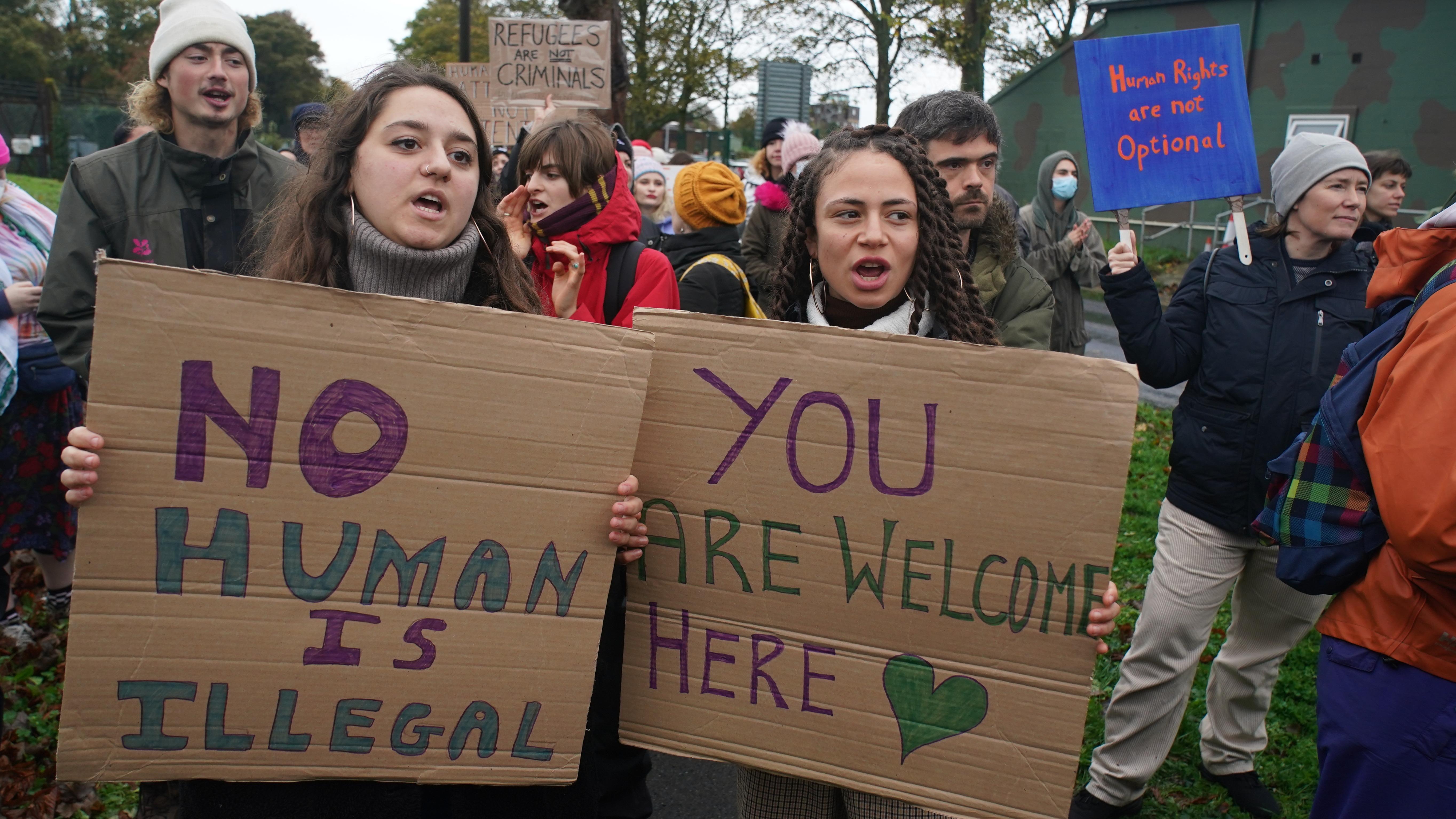 ‘Shut Manston down’ – hundreds protest outside migrant centre in ...