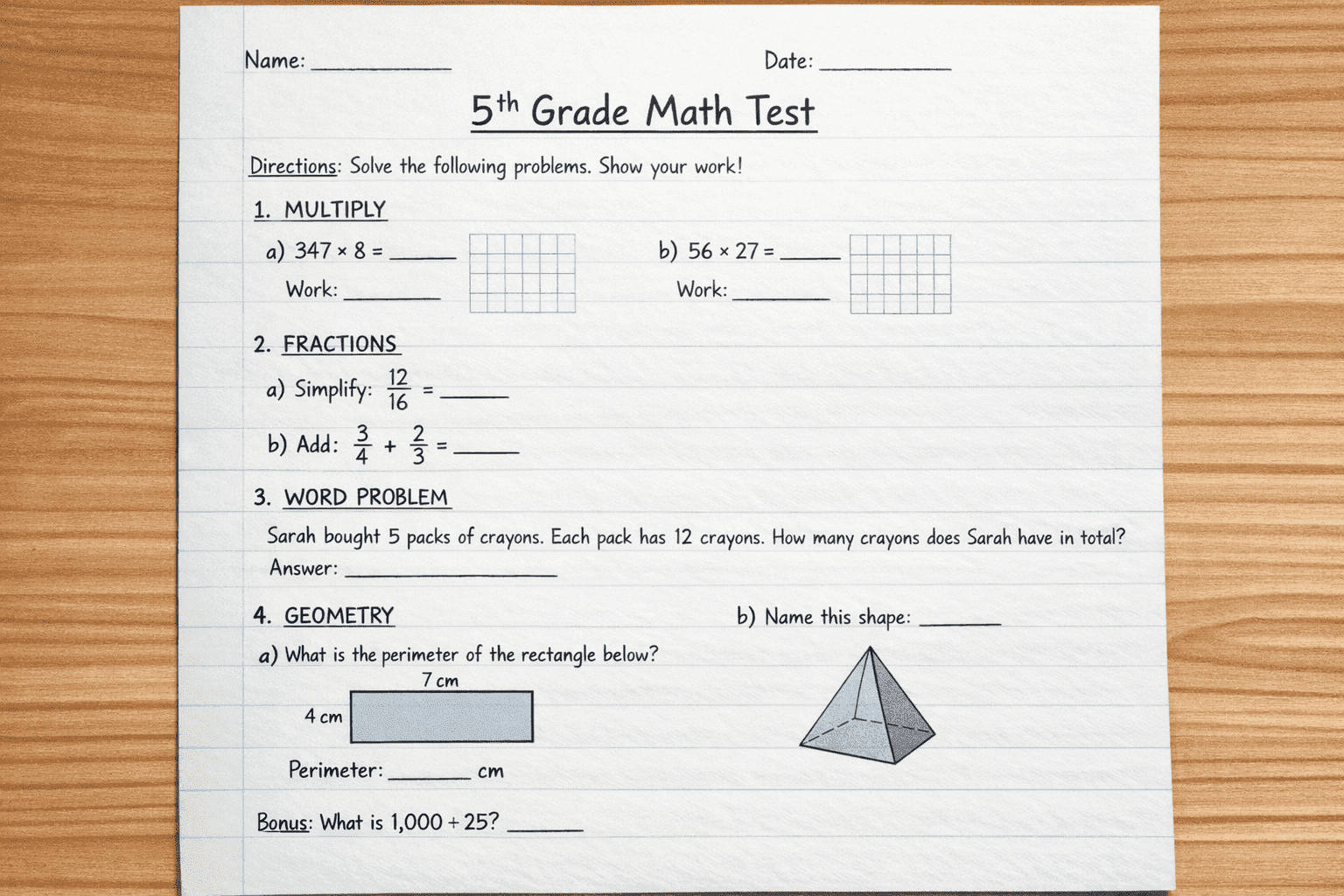 12th grade math test