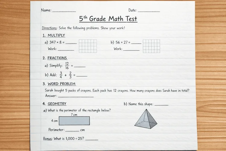 simple math practice test