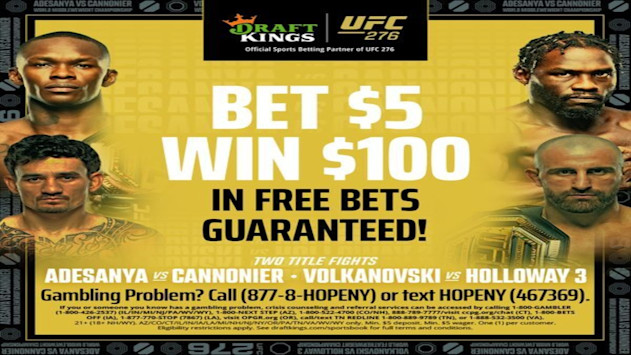 DraftKings Promo Code: Bet $5, Win $100 on Adesanya v Cannonier ...