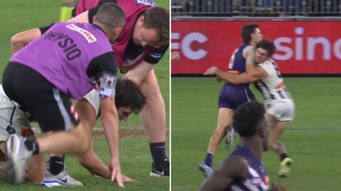 AFL 2025 Lachie Schultz concussion during Collingwood v Freo