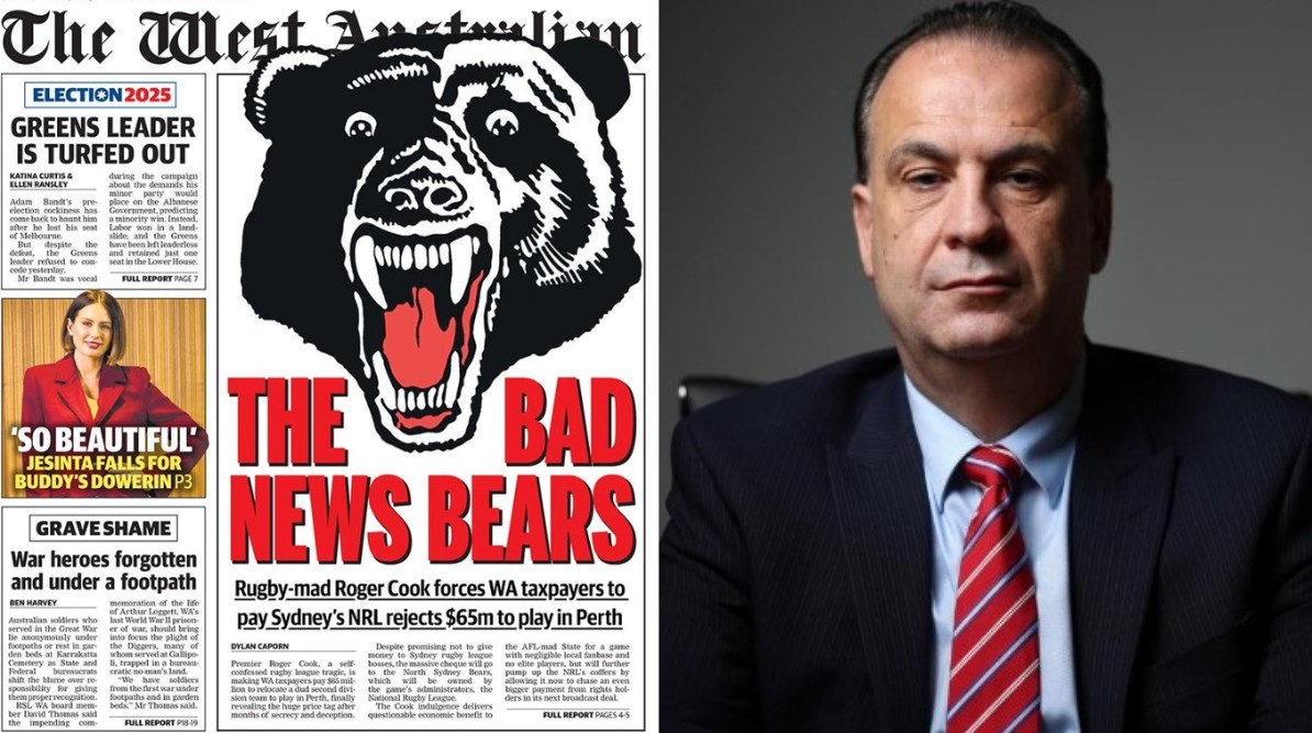 Perth Bears West Australian front page: NRL franchise