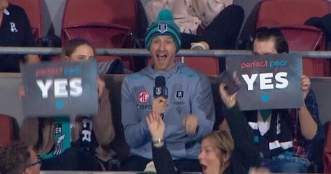 Perfect pear Port Adelaide drunk fan: