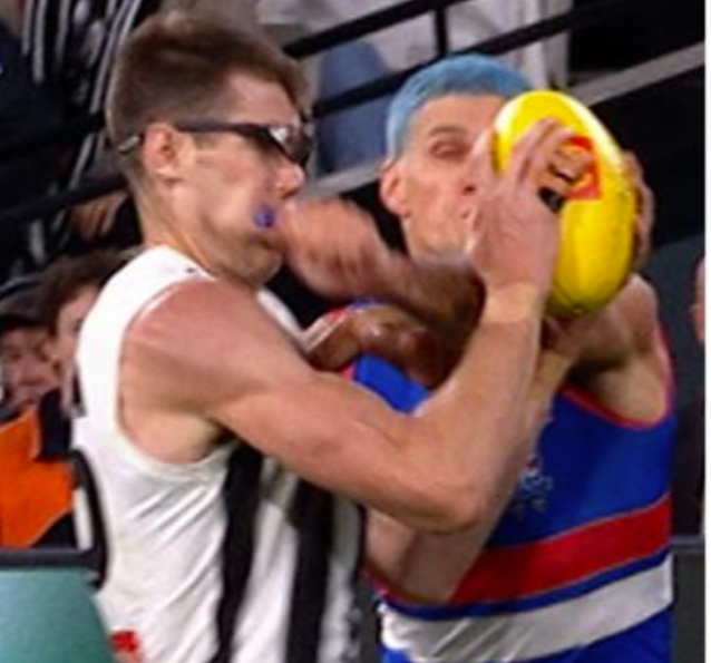 AFL2025 MRO: Rory Lobb v Mason Cox spoil, Collingwood v Bulldogs