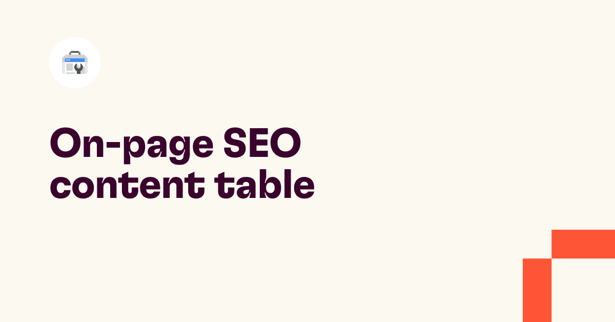 On-page SEO content table | Rows template