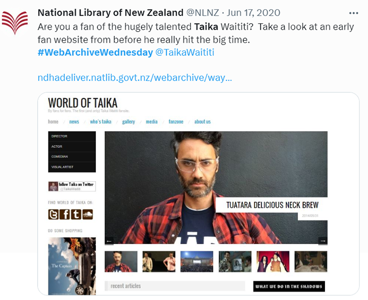 #WebArchiveWednesday — byte-sized tweets | National Library of New Zealand