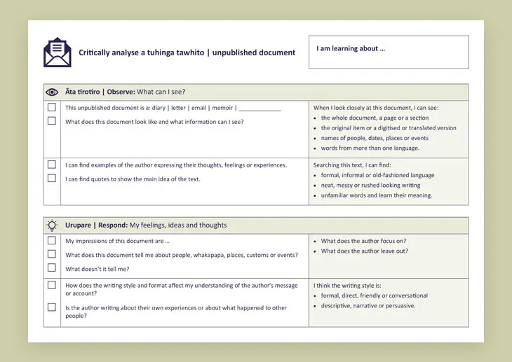Critically analyse a tuhinga tawhito | unpublished document | Services ...
