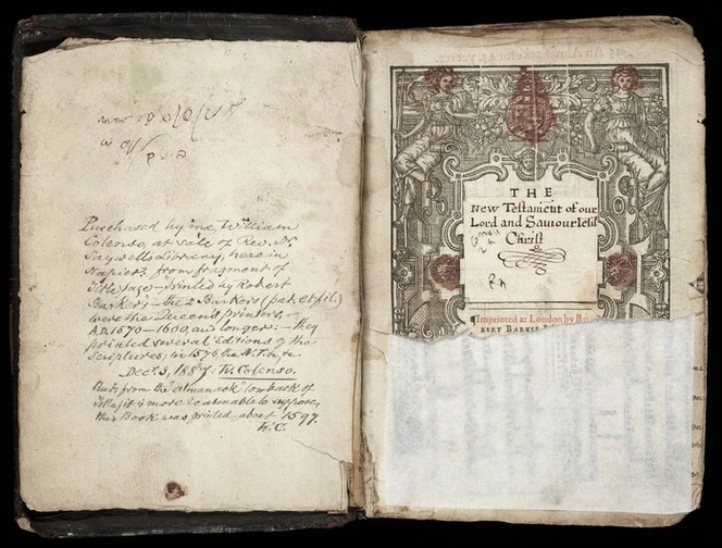 Shipwreck Bible, soldier's Bible, first New Testament in Maori, and ...