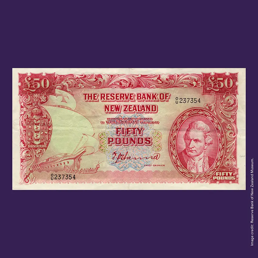 A New Zealand 1951 fifty pound note (CC0005) | Services to Schools
