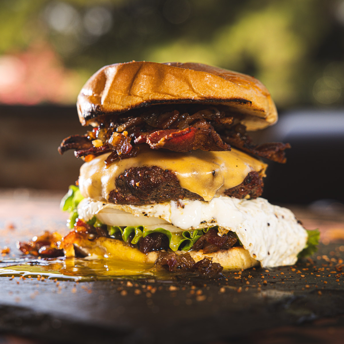 Bourbon Bacon Jam Breakfast Burger | recteq