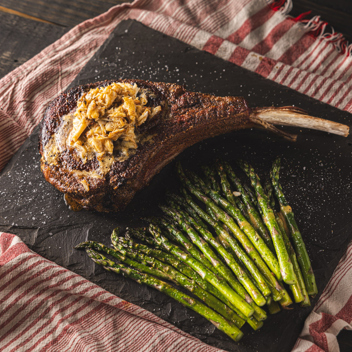 Smoked Tomahawk Oscar with Chipotle Hollandaise | recteq