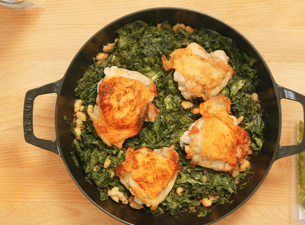 One-Pot Braised Chimi-Chicken With White Beans And Tender Greens ...