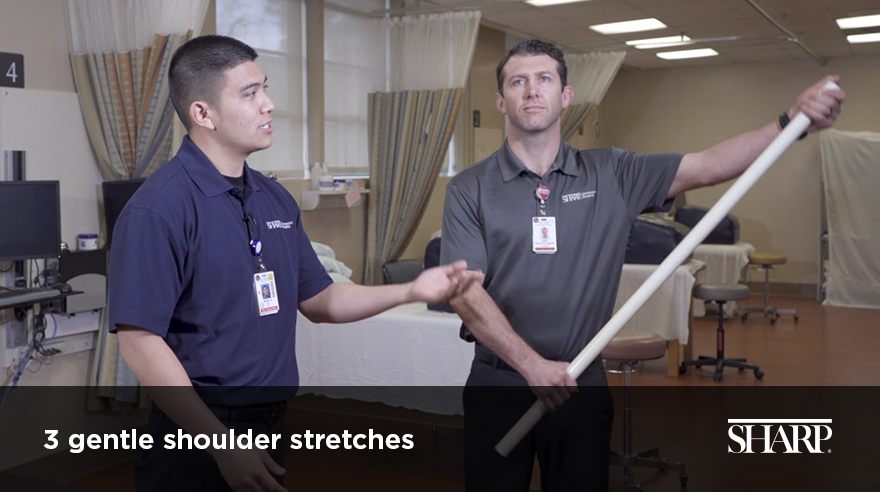 3 Gentle Stretches to Reduce Shoulder Pain Video | Sharp HealthCare