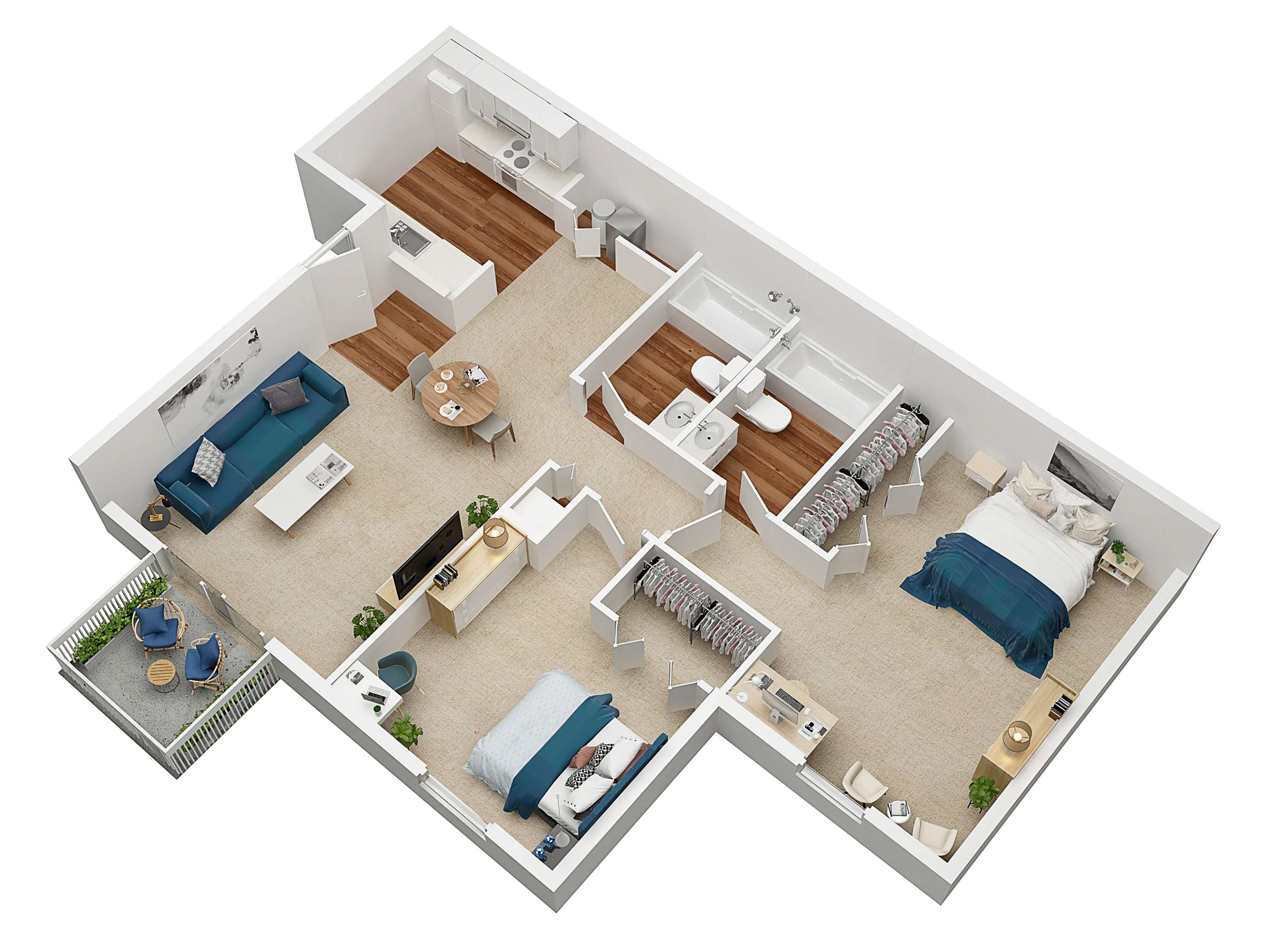 George for Harbor Beach apartments in Orlando, Florida | 2 bedrooms 2 bath Floorplans | McKinley.com
