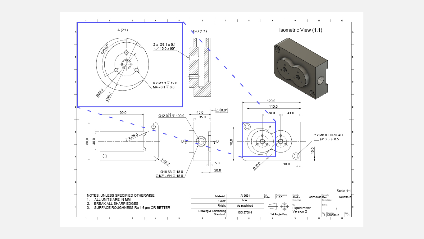 Mechanical Drawing With Dimension