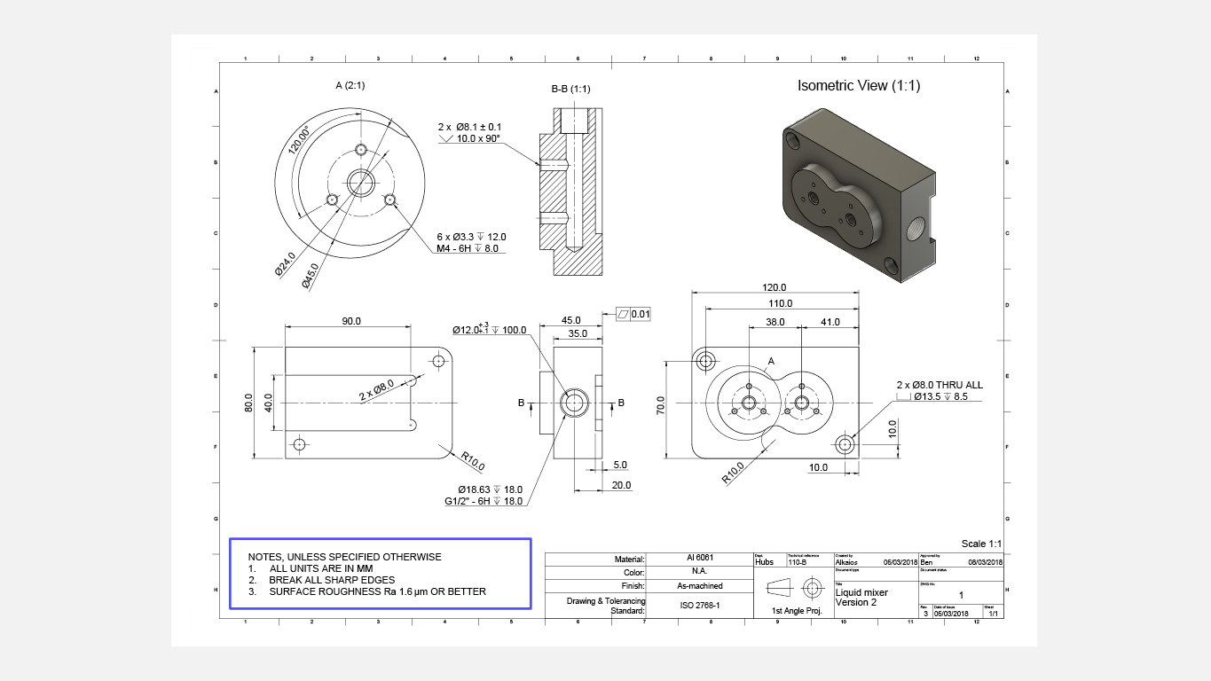 How to prepare a technical drawing for CNC machining | Hubs