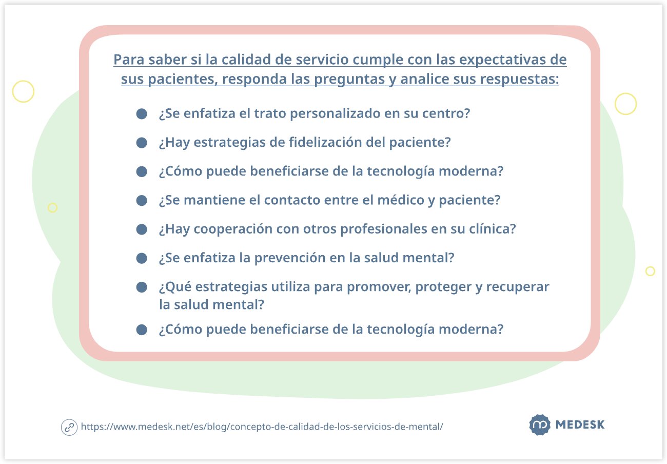 Concepto de la calidad del servicio médico en la salud mental