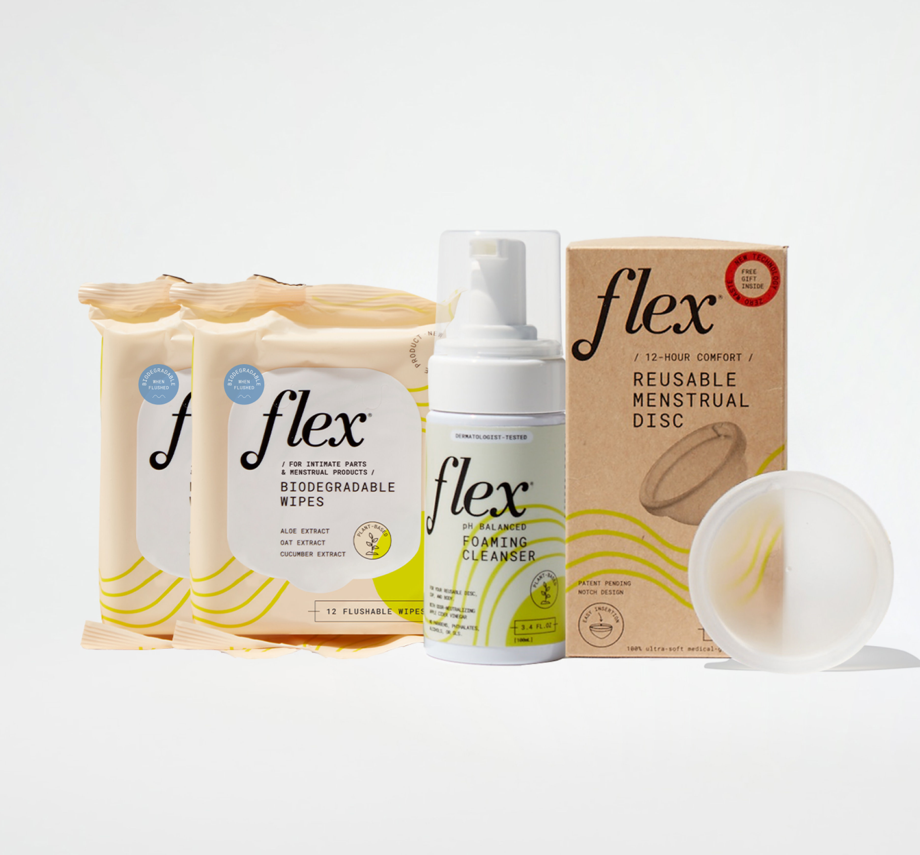 Reusable Disc Starter Bundle | Reusable menstrual disc, wash, wipes | Flex®