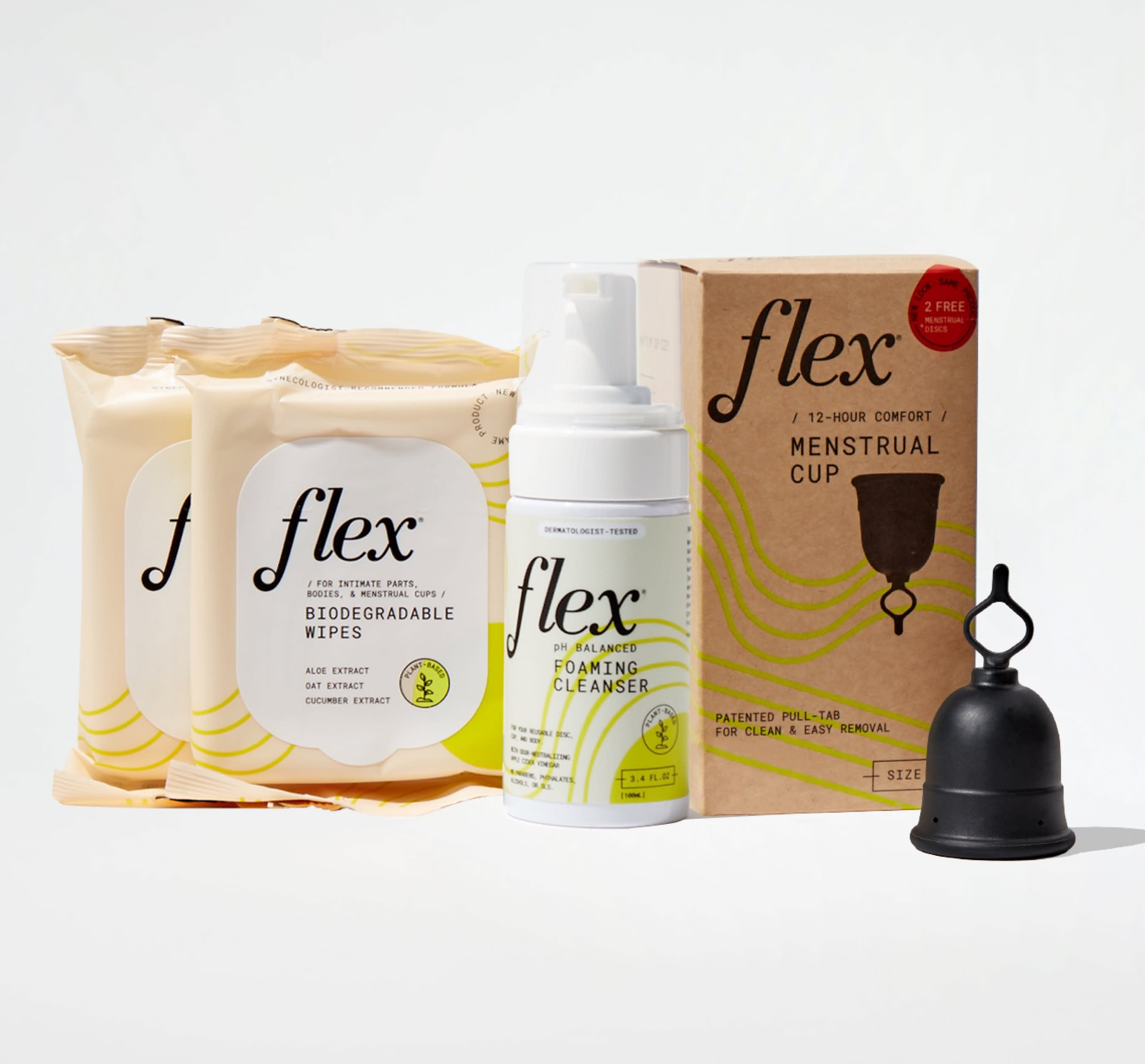Flex Cup Starter Bundle | Cup, Wash, Wipes & 2 Free Disposable Discs ...