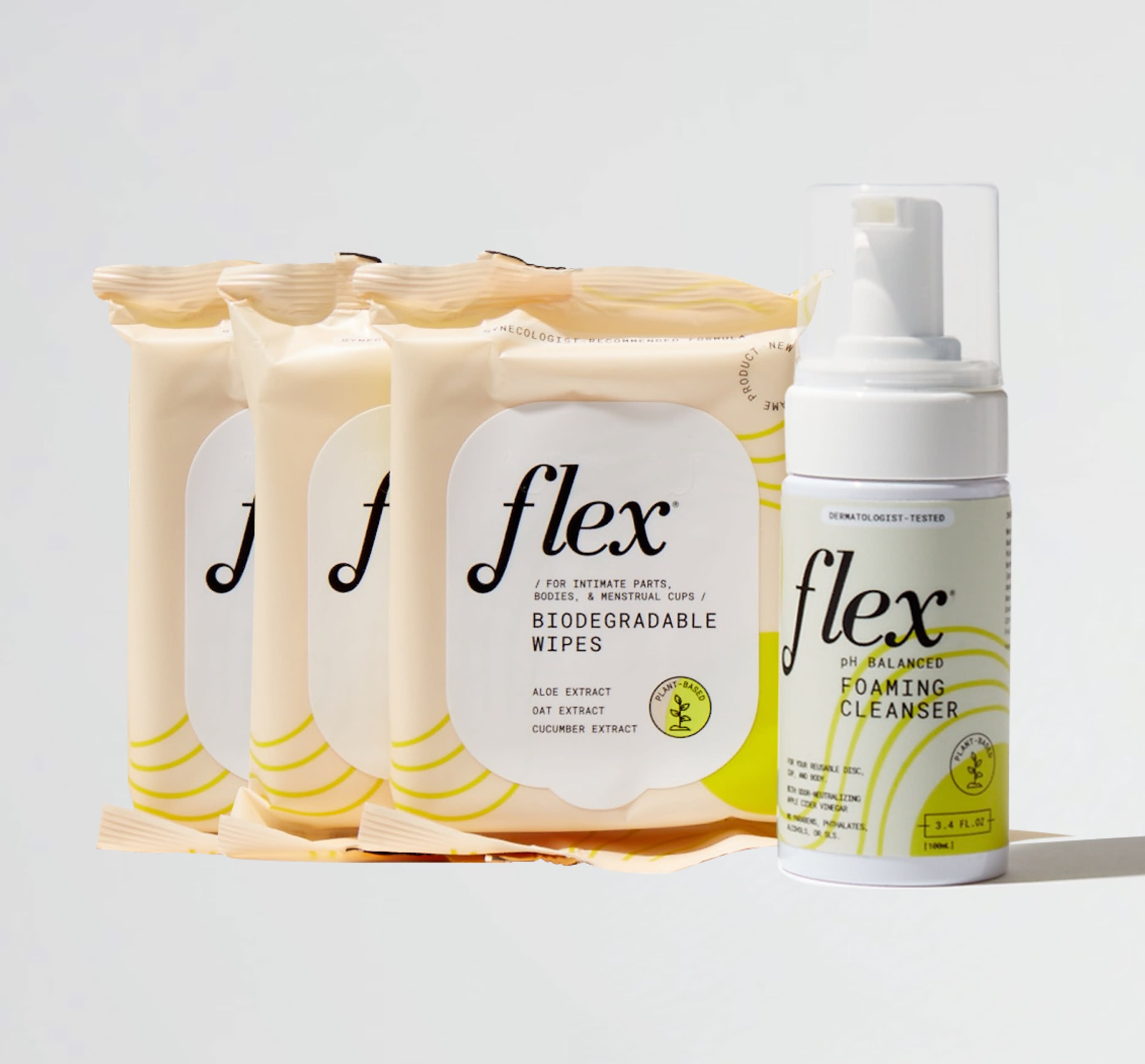Flex Foaming Cleanser & Biodegradable Wipes Duo | Flex®