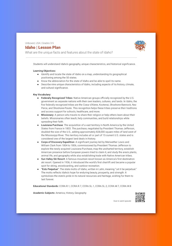 "Unboxed, USA: Idaho" Lesson Plan | PragerU