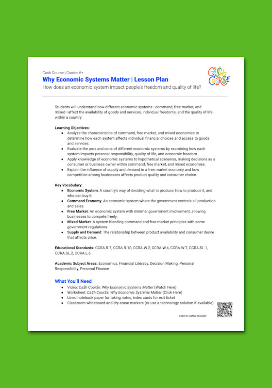 "Cash Course: Why Economic Systems Matter" Lesson Plan | PragerU