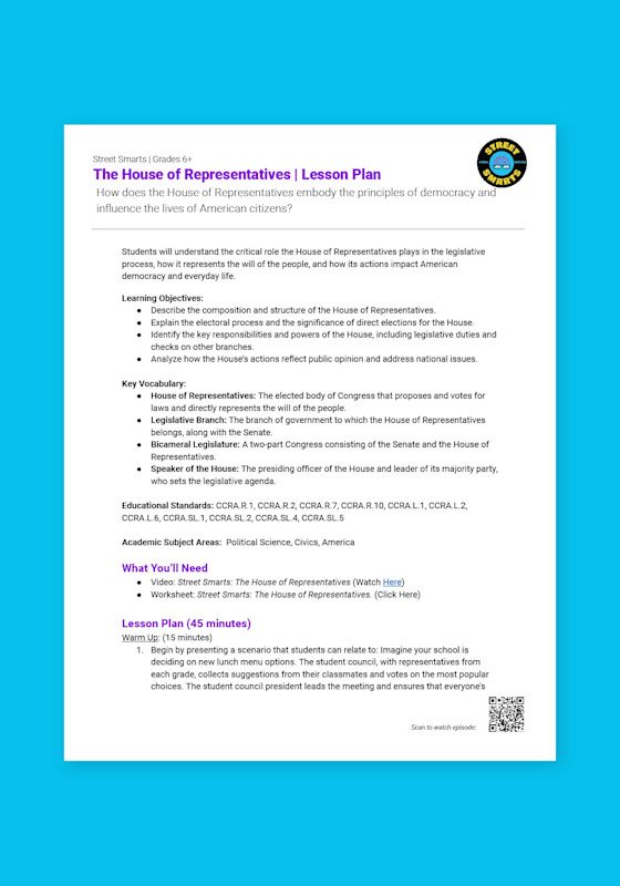 "Street Smarts: The House of Representatives" Lesson Plan | PragerU