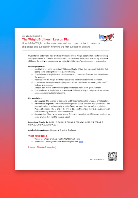 "Leo & Layla: The Wright Brothers" Lesson Plan | PragerU