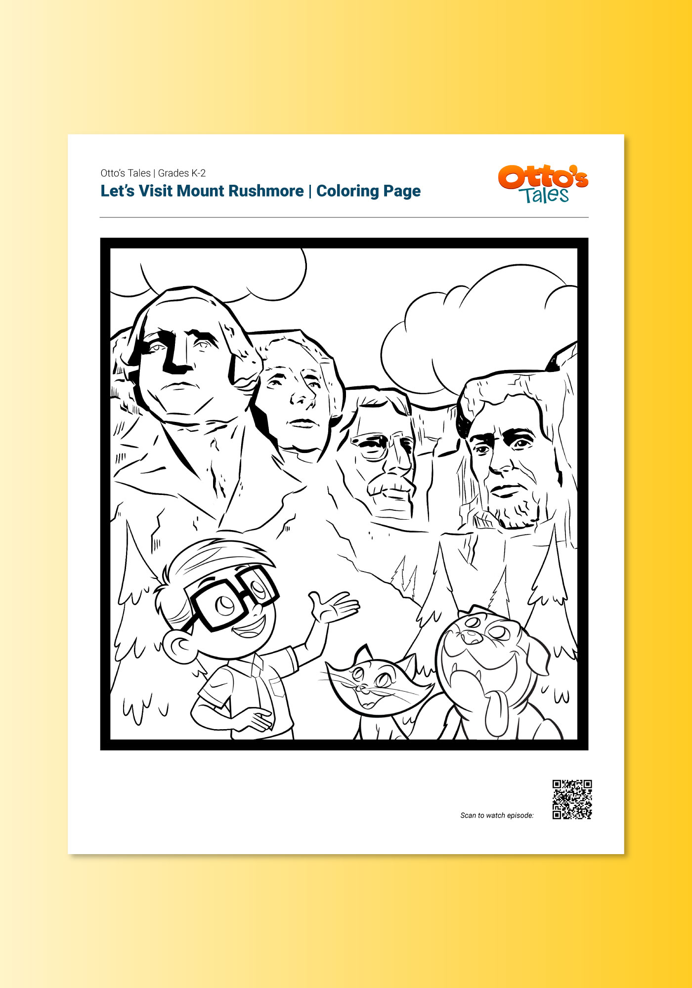 mount rushmore printable coloring page