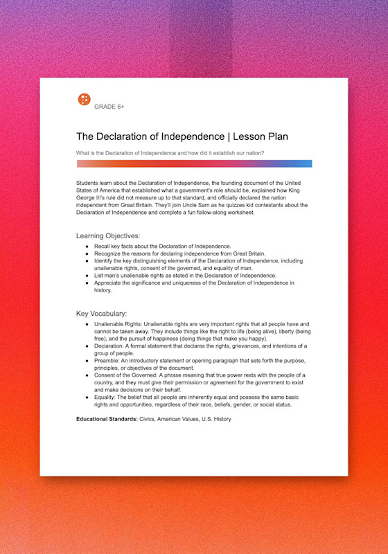 "Street Smarts: The Declaration of Independence" Lesson Plan | PragerU