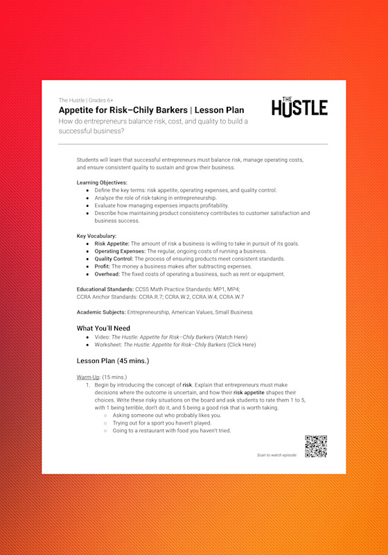 "The Hustle: Appetite for Risk—Chily Barkers" Lesson Plan | PragerU